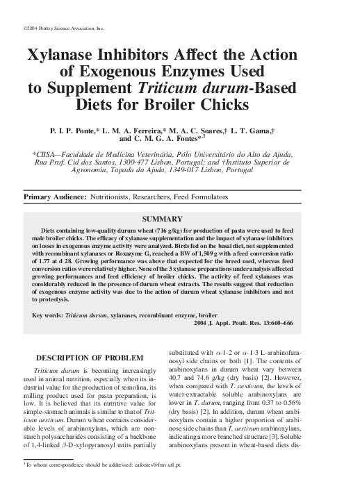 (PDF) Xylanase Inhibitors Affect the Action of Exogenous Enzymes Used ...