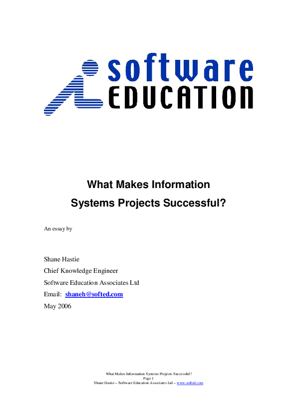 (PDF) What Makes Information Systems Projects Successful