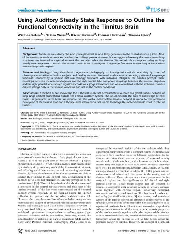 (PDF) Using Auditory Steady State Responses to Outline the Functional ...