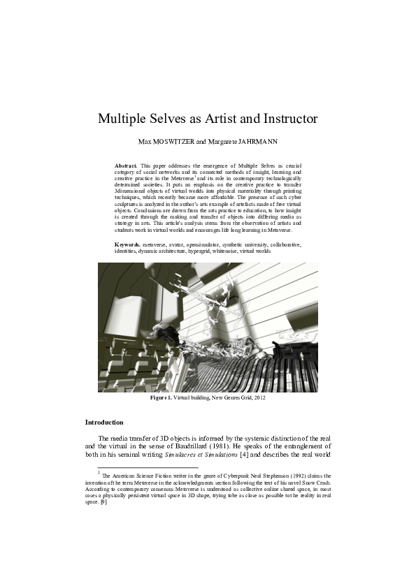 (PDF) Multiple Selves as Artist and Instructor