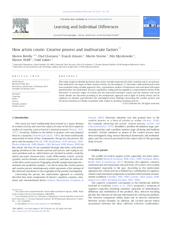 How artists create: Creative process and multivariate factors