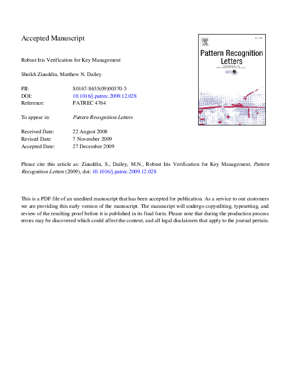 (PDF) Robust Iris Verification for Key Management