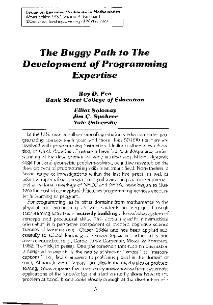 (PDF) The Buggy Path to the Development of Programming Expertise