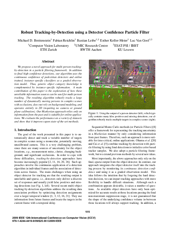 (PDF) Robust Tracking-by-Detection Using a Detector Confidence Particle Filter