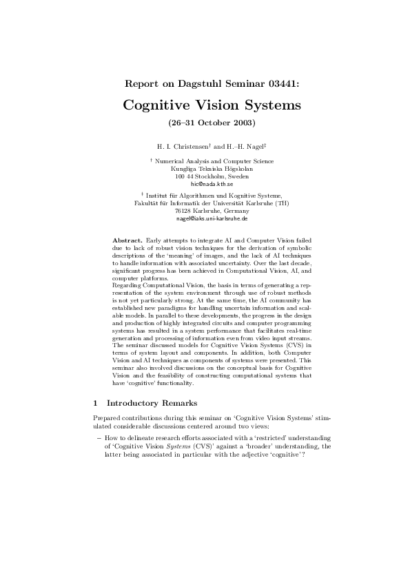 (PDF) Cognitive Vision Systems