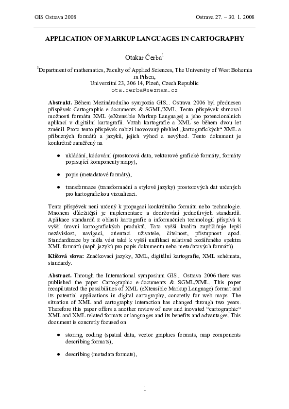 (PDF) Application of Markup Languages In Cartography