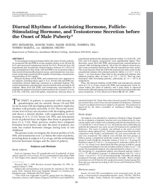 (PDF) Diurnal Rhythms of Luteinizing Hormone, Follicle Stimulating ...
