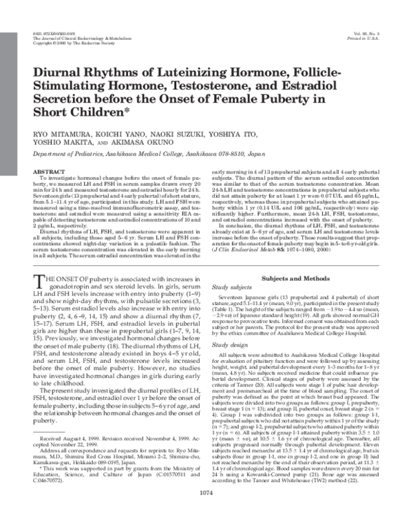 (PDF) Diurnal Rhythms of Luteinizing Hormone, Follicle Stimulating ...