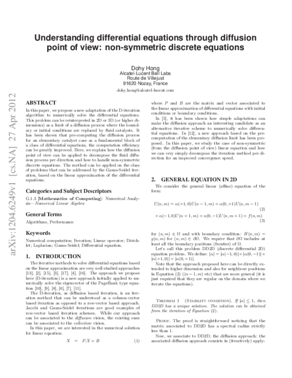 (PDF) Understanding differential equations through diffusion point of ...