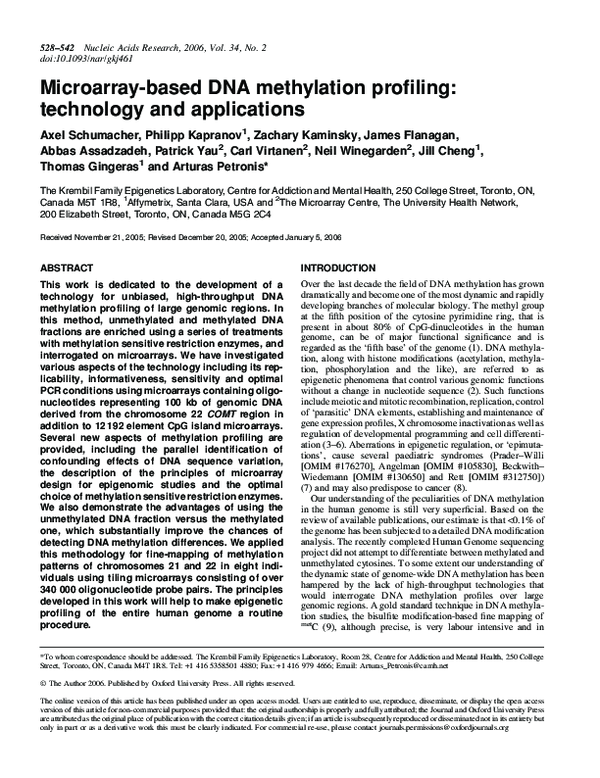 (PDF) Microarray-based DNA methylation profiling: technology and ...