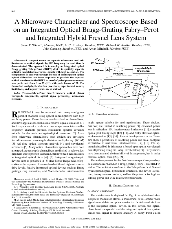 (PDF) A Microwave Channelizer and Spectroscope Based on An Integrated ...