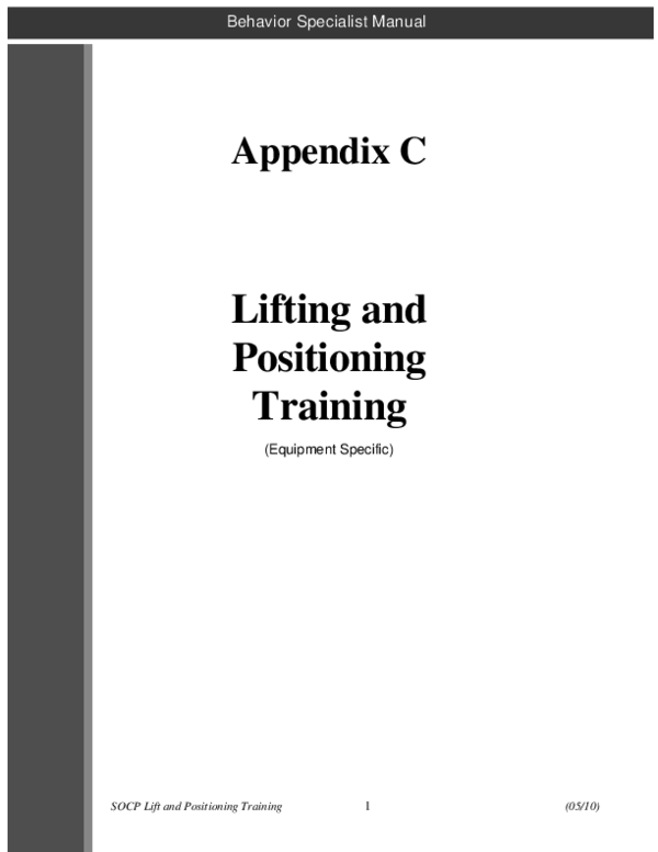 (PDF) SOCP Lift and Positioning Training Lifting and Positioning ...