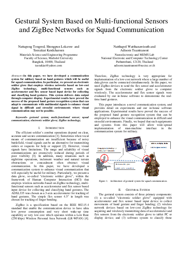 (PDF) Gestural System Based on Multi-functional Sensors and ZigBee ...