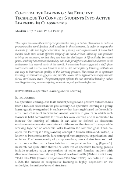 (PDF) CO-OPERATIVE LEARNING : AN EFFICIENT TECHNIQUE TO CONVERT ...