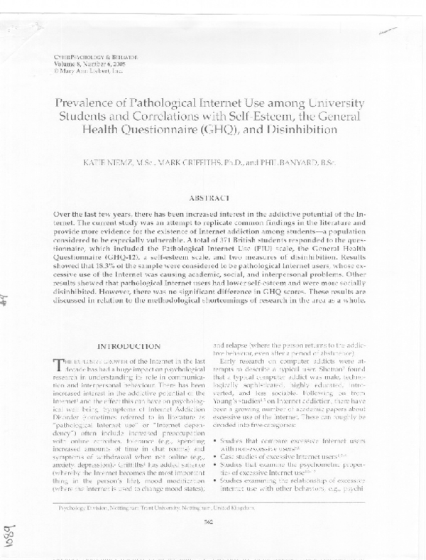 (PDF) Prevalence of Pathological Internet Use Among University Students ...