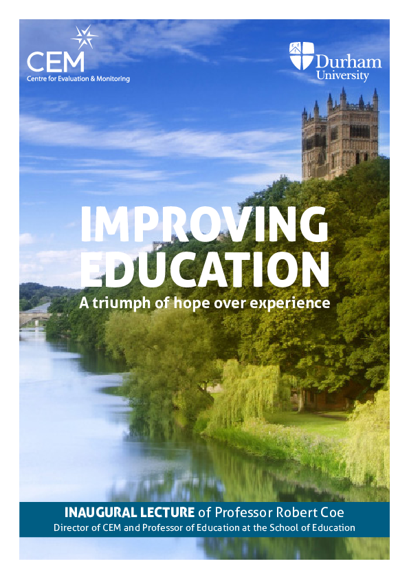 (PDF) INAUGURAL LECTURE of Professor Robert Coe Director of CEM and ...