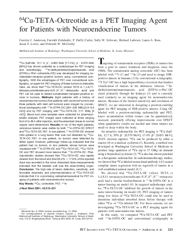 (PDF) 64Cu-TETA-Octreotide as a PET Imaging Agent for Patients with ...