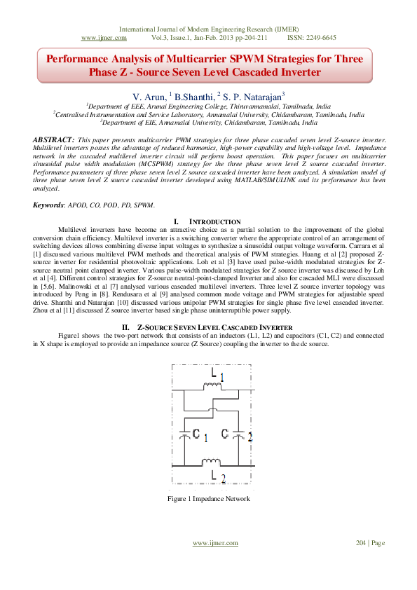 (PDF) Performance Analysis of Multicarrier SPWM Strategies for Three Phase Z - Source Seven ...