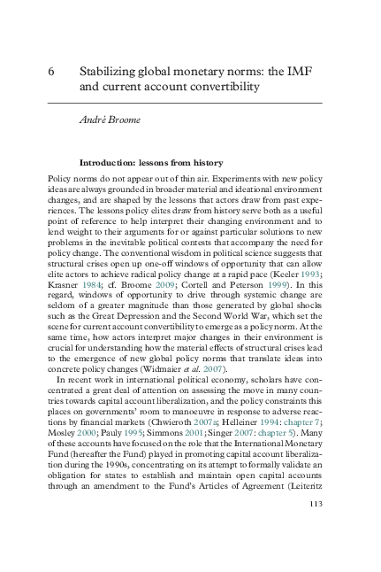 (PDF) Stabilizing global monetary norms: the IMF and current account ...