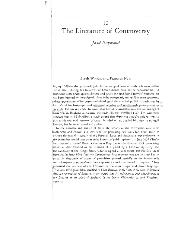 (PDF) The Literature of Controversy