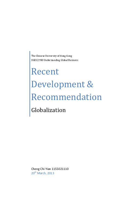 (DOC) Understanding Global Business Recent Development & Recommendation ...