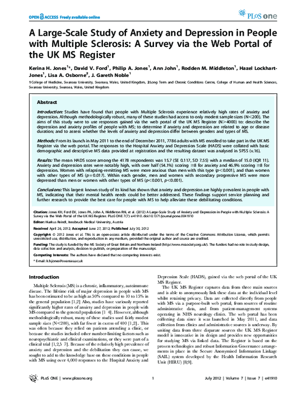 (PDF) The Physical and Psychological Impact of Multiple Sclerosis Using ...