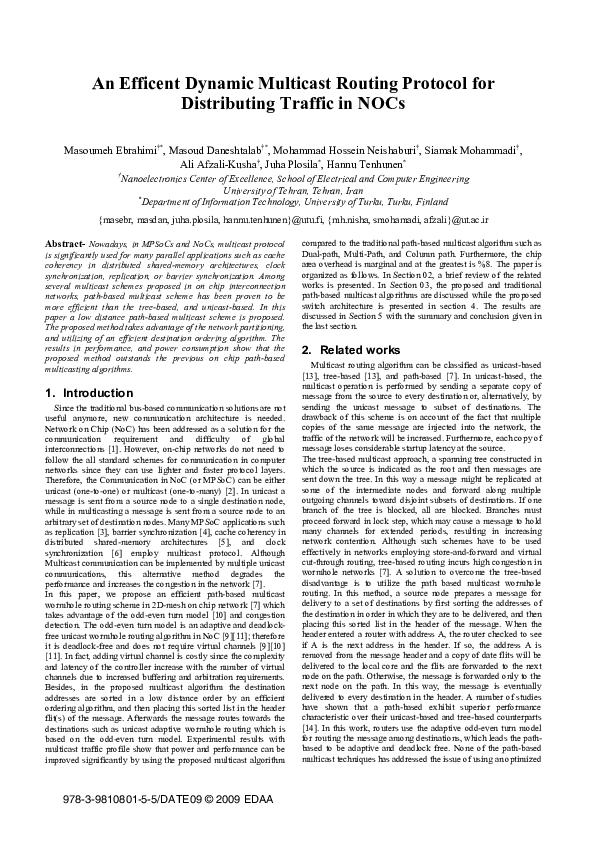 (PDF) An Efficent Dynamic Multicast Routing Protocol for Distributing Traffic In NOCs