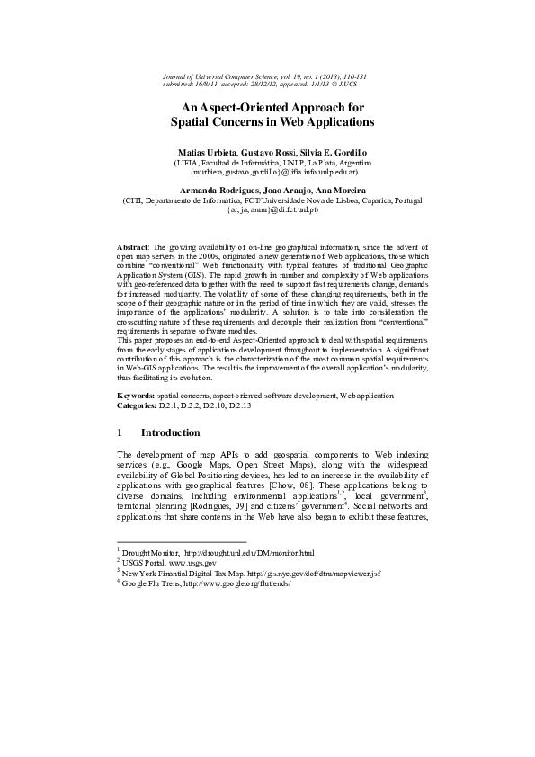 (PDF) An Aspect-Oriented Approach for Spatial Concerns in Web Applications