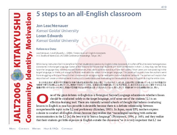 (PDF) 5 steps to an all-English classroom