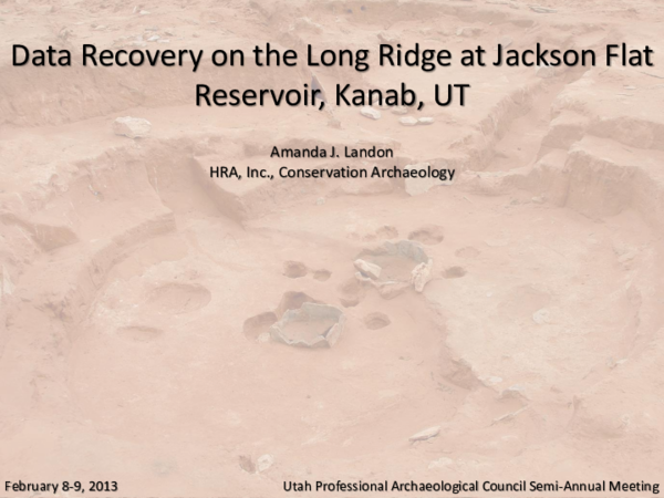 (PDF) Data Recovery on the Long Ridge, Jackson Flat Reservoir, Utah