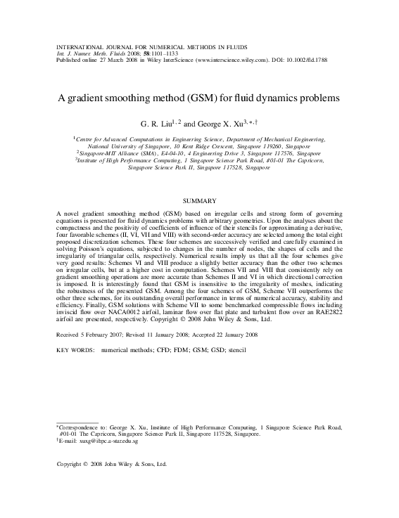 (PDF) A Gradient Smoothing Method (GSM) for Fluid Dynamics Problems