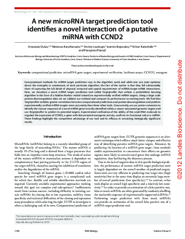 (PDF) A new microRNA target prediction tool identifies a novel ...