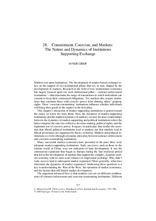 (PDF) Commitment, Coercion, and Markets: The Nature and Dynamics of ...