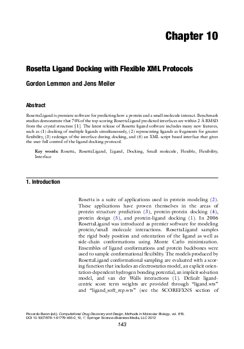 (PDF) Rosetta Ligand docking with flexible XML protocols