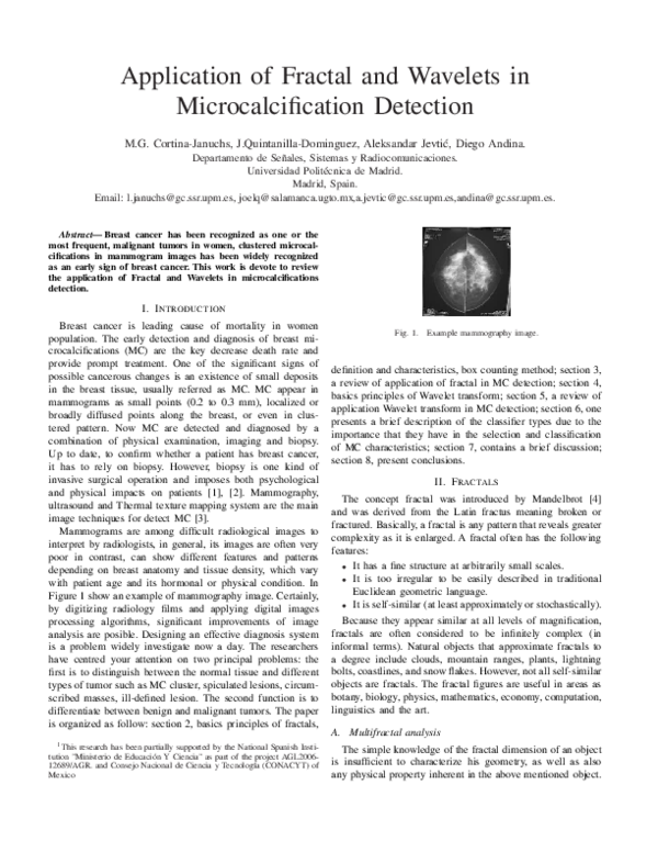 (PDF) Application of Fractal and Wavelets In Microcalcification Detection