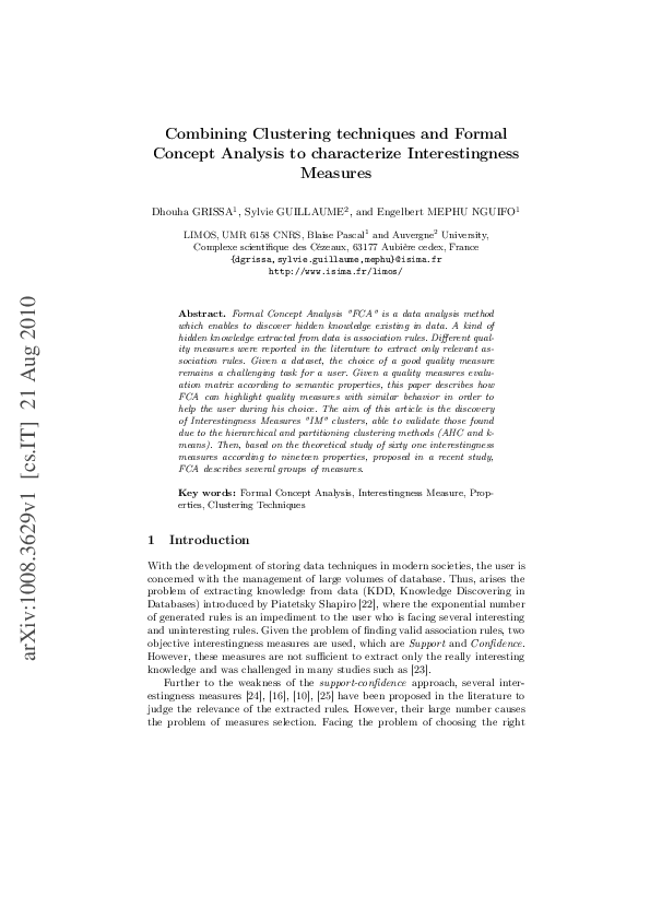 Pdf Combining Clustering Techniques And Formal Concept Analysis To Characterize