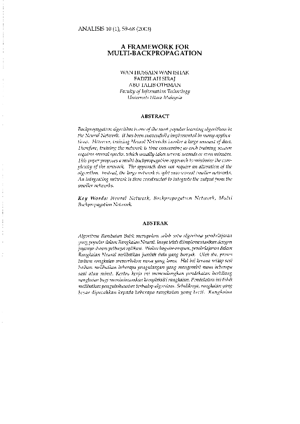 (PDF) A Framework for Multi-Backpropagation