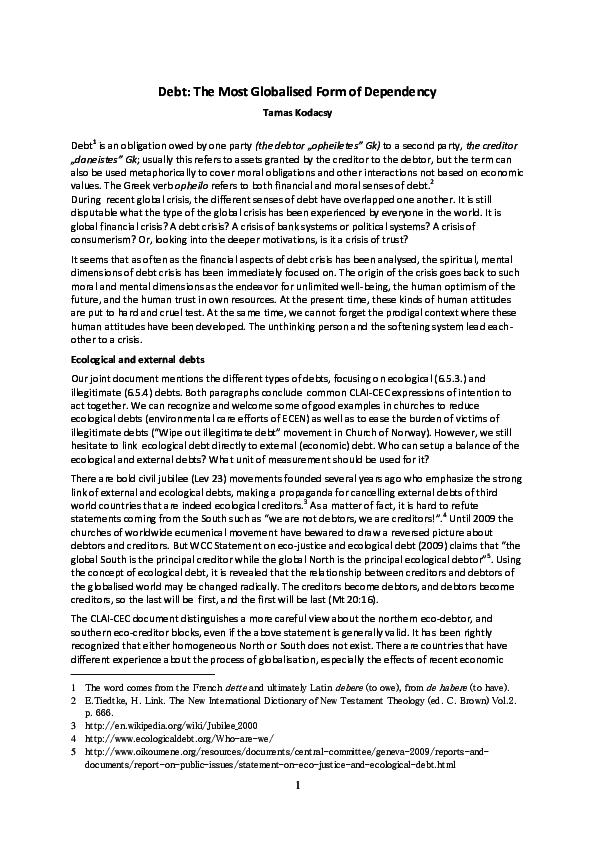 (PDF) Debt: The Most Globalised Form of Dependency