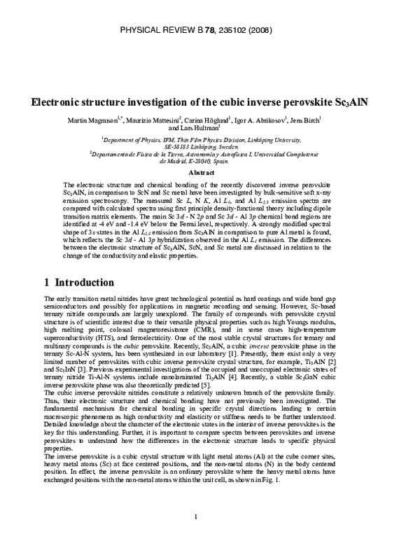 (PDF) Electronic structure investigation of the cubic inverse ...