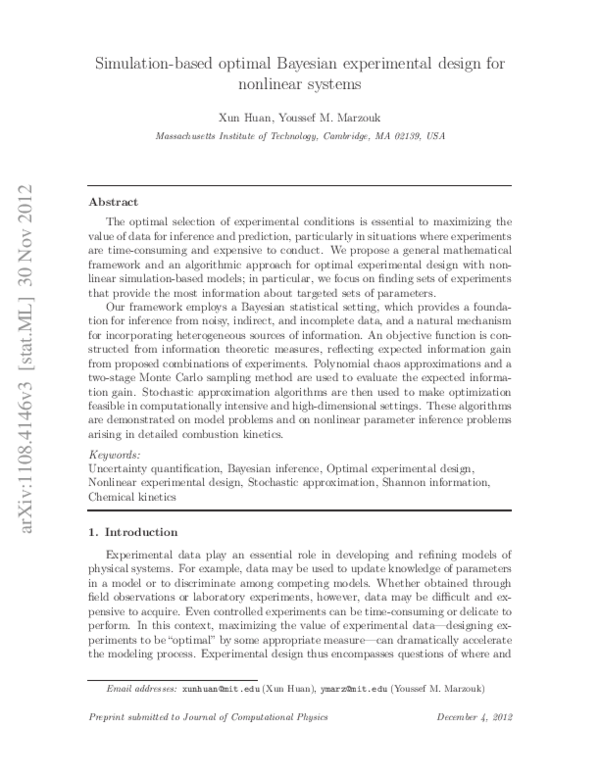 (PDF) Simulation-based optimal Bayesian experimental design for nonlinear systems