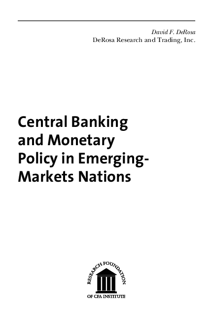 (PDF) Central Banking and Monetary Policy in Emerging- Markets Nations