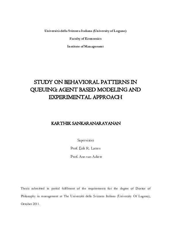 (PDF) Study on Behavioral Patterns in Queuing: Agent Based Modeling and ...