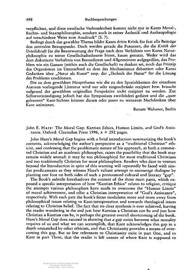 (PDF) Review of: John Hare’s The Moral Gap: Kantian Ethics, Human ...