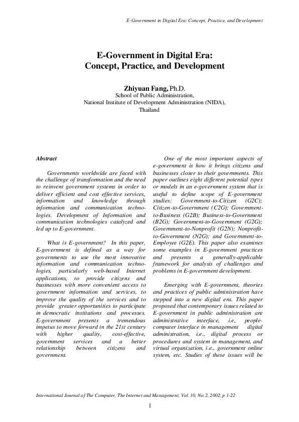 (PDF) E-Government in Digital Era: Concept, Practice, and Development