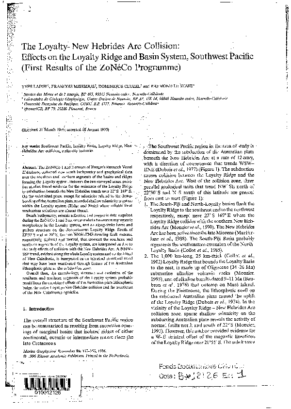 (PDF) The Loyalty New Hebrides Arc Collision: Effects on the Loyalty ...