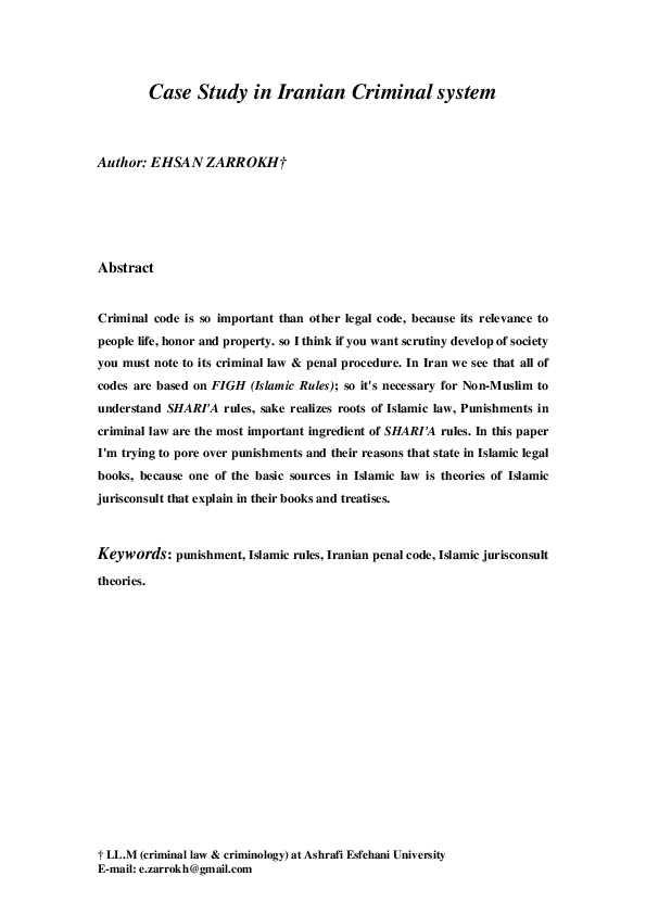 (PDF) Case Study In Iranian Criminal System