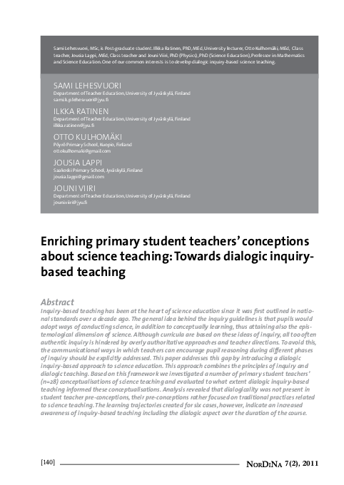 (PDF) Enriching primary student teachers' conceptions about science ...