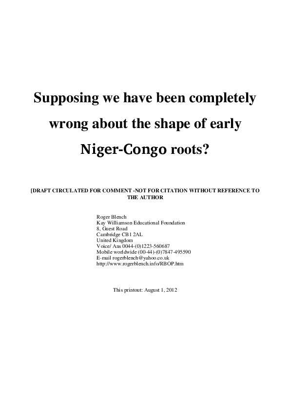 (PDF) Supposing we have been completely wrong about the shape of early ...