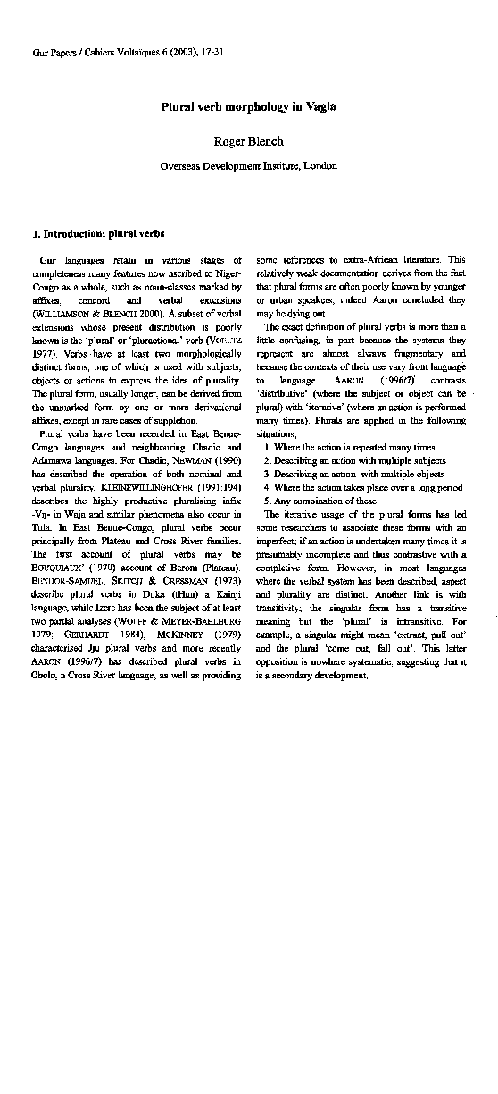 (PDF) Vagla plural verbs