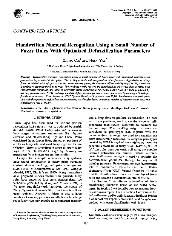 (PDF) Handwritten Numeral Recognition Using a Small Number of Fuzzy Rules With Optimized ...